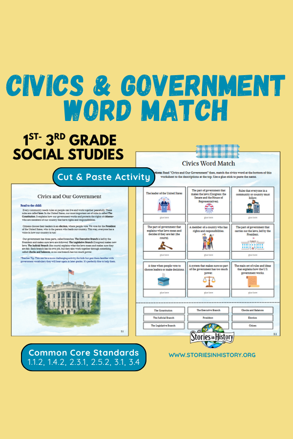 Civics & Government Word Match- U.S. Constitution & Branches (1st–3rd ...