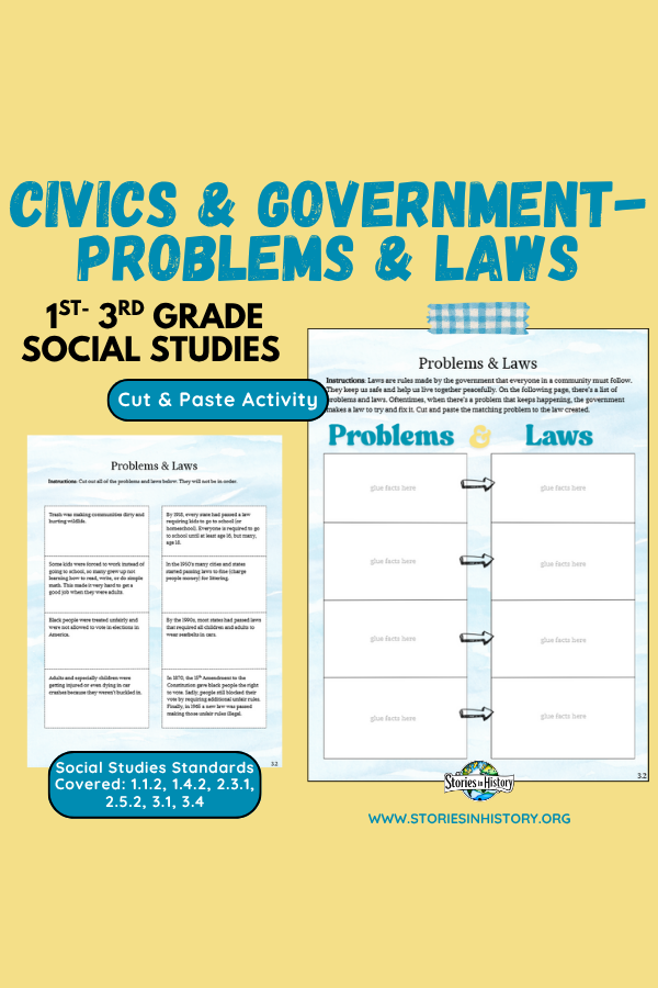 Problems & Laws Activity, Civics & Government for Kids (1st–3rd Grade ...