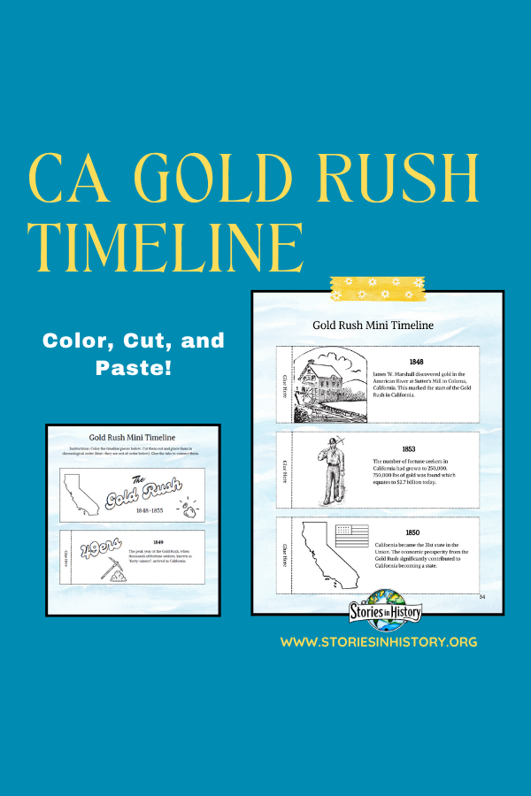 California Gold Rush Mini Timeline- Color, Cut, and Paste (California ...