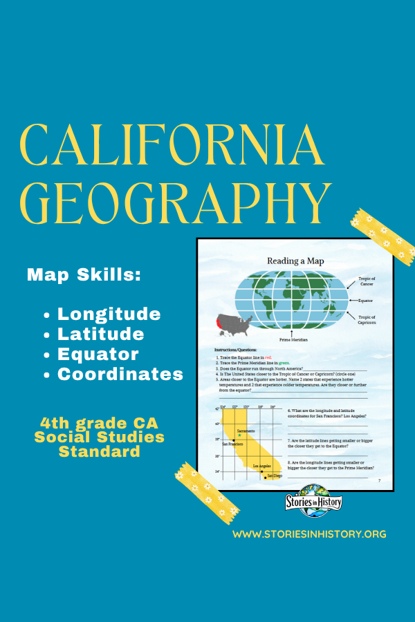 California Geography Map Skills: Longitude, Latitude, Equator (Califor ...