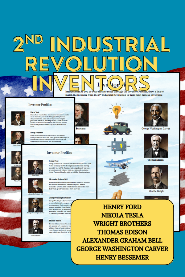 2nd Industrial Revolution Inventors for Kids Worksheet – Stories in History