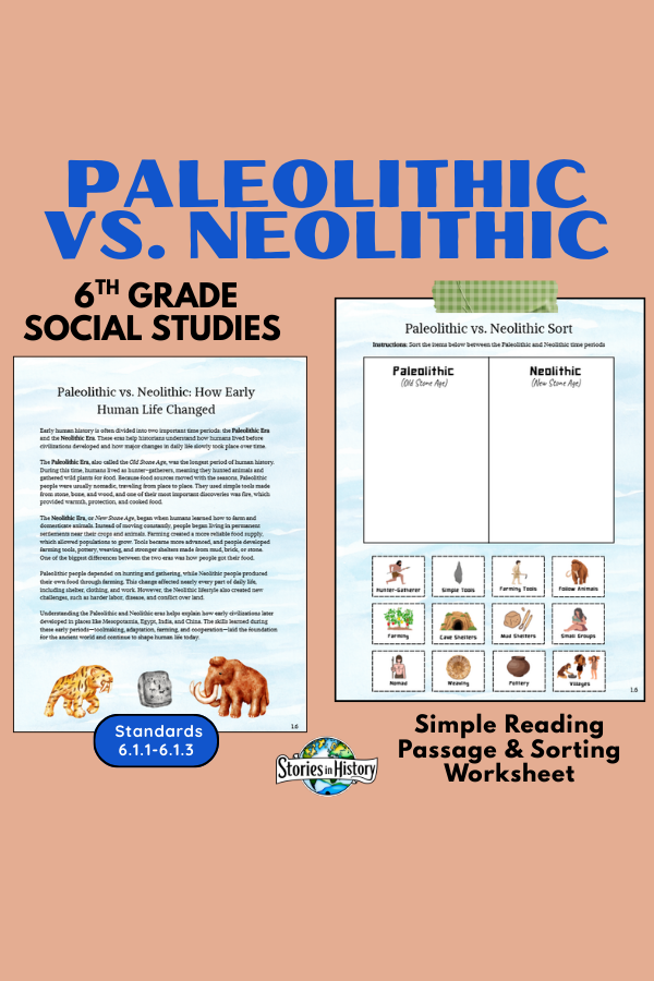 Paleolithic vs Neolithic Sort Activity- Early Humans- 6th Grade ...