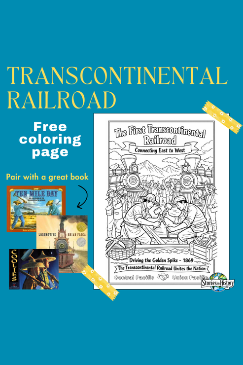 FREE Transcontinental Railroad Coloring Page – Stories in History